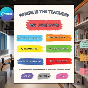 Editable Where is the Teacher Sign, Personalized School Counselor Door ...