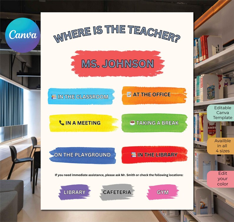Editable Where is the Teacher Sign, Personalized School Counselor Door ...
