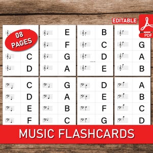 Printable Music Flashcards, Music Manuscript Paper, Piano Staff Paper ...