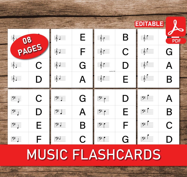 Printable Music Flashcards, Music Manuscript Paper, Piano Staff Paper ...