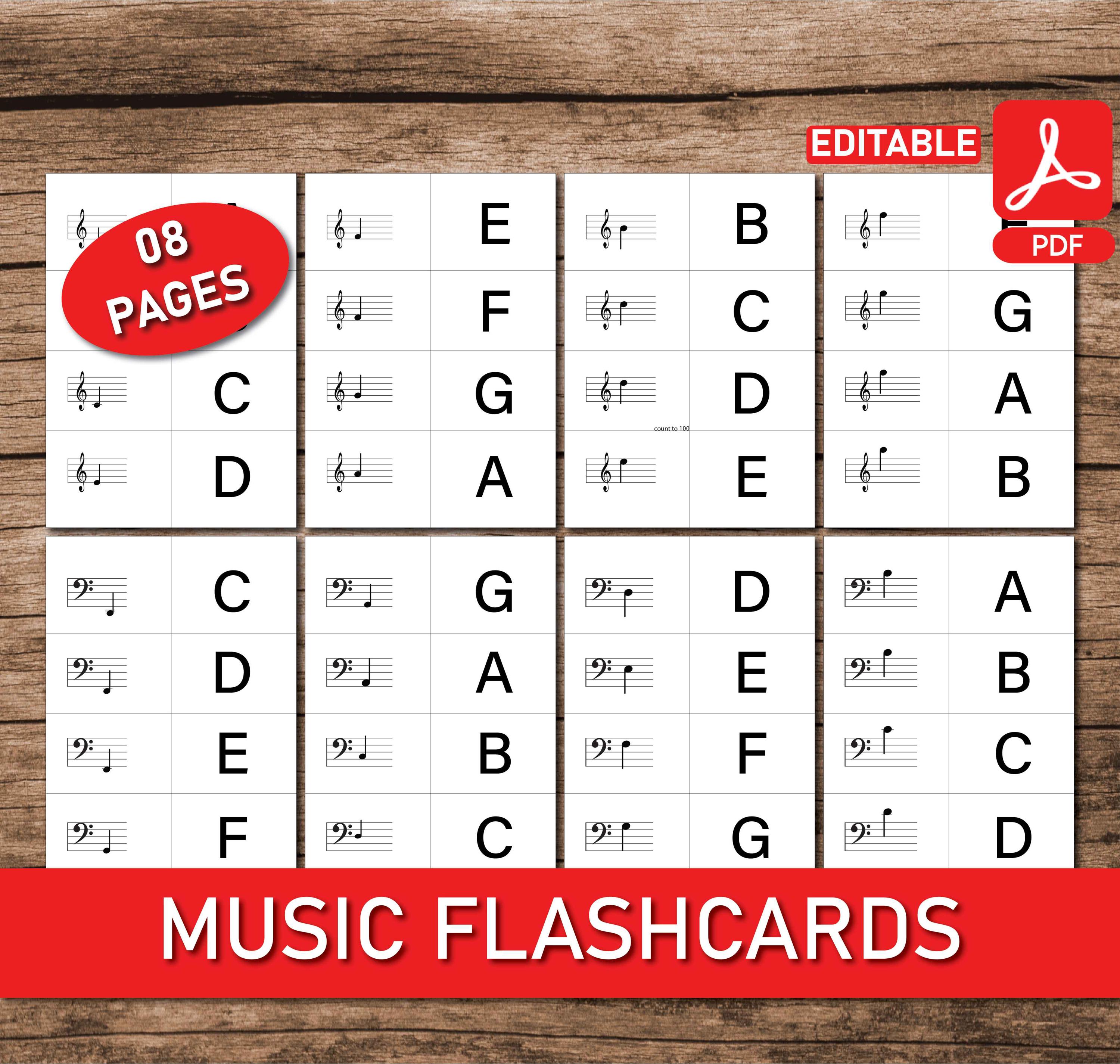 Printable Music Flashcards, Music Manuscript Paper, Piano Staff Paper ...