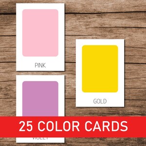 25 Color Cards, Montessori Flashcards, Pre-school Cards, Educational ...