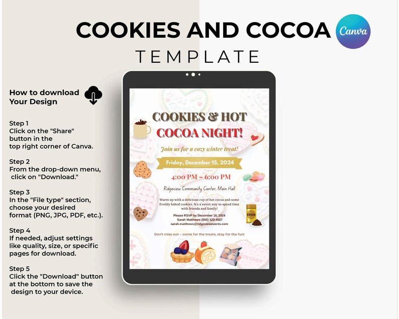Editable Cookies and Cocoa Invitation, Hot Cocoa Party Invite, Hot ...