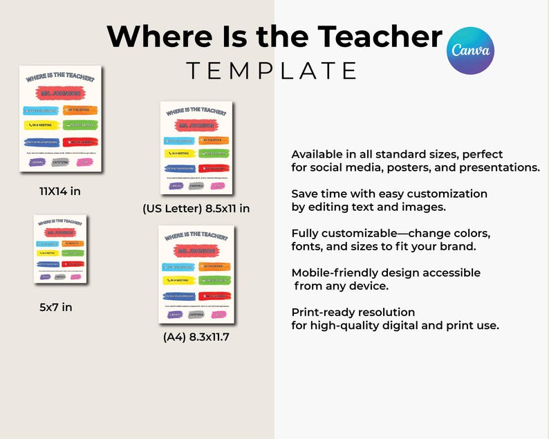 Editable Where is the Teacher Sign, Personalized School Counselor Door ...