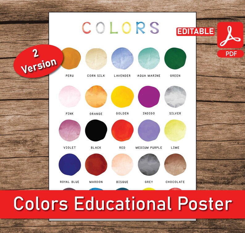 Color Poster Cards, Montessori Flashcards, Pre-school Cards ...