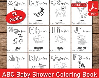Baby's First ABC Baby Shower Coloring Book Animal Alphabet Coloring ...