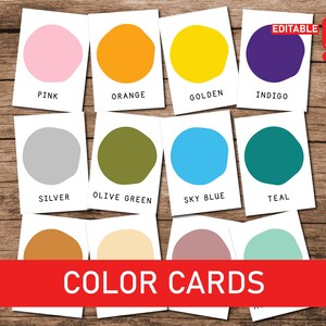 Color Cards, Montessori Flashcards, Color Wheel Art Flash Cards ...