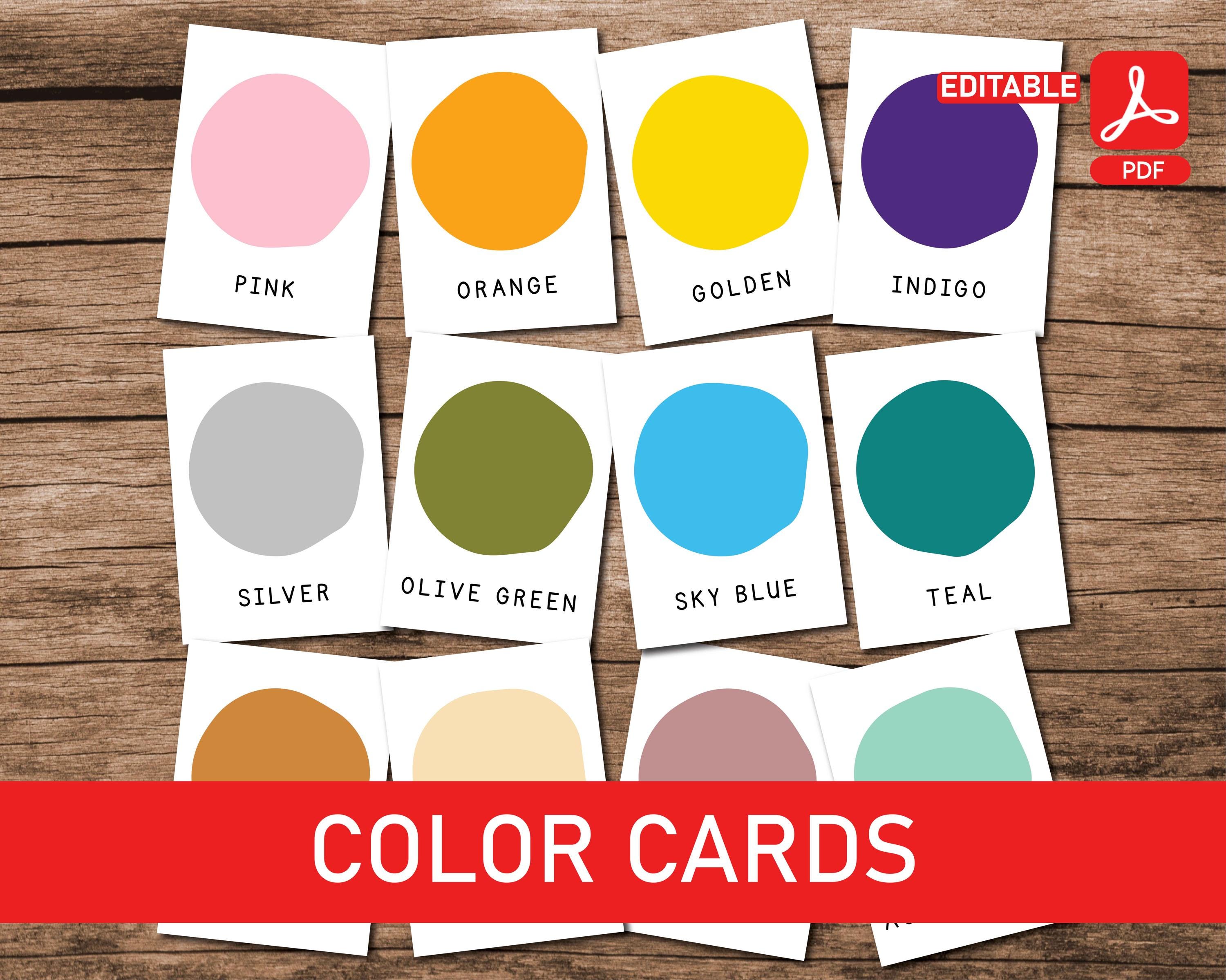 Color Cards, Montessori Flashcards, Color Wheel Art Flash Cards ...