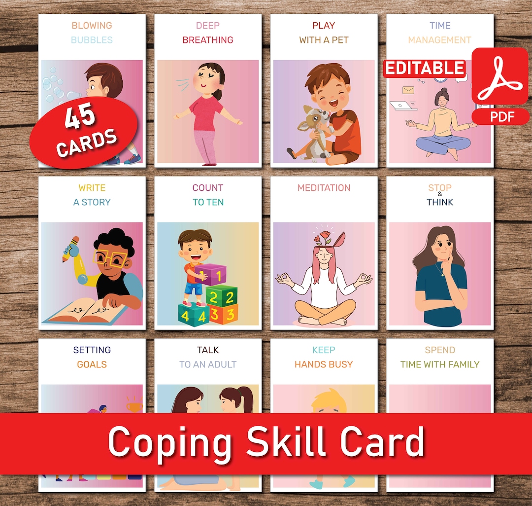 Anxiety Coping Skill Flashcard, Emotional Regulation Cards, Anxiety ...