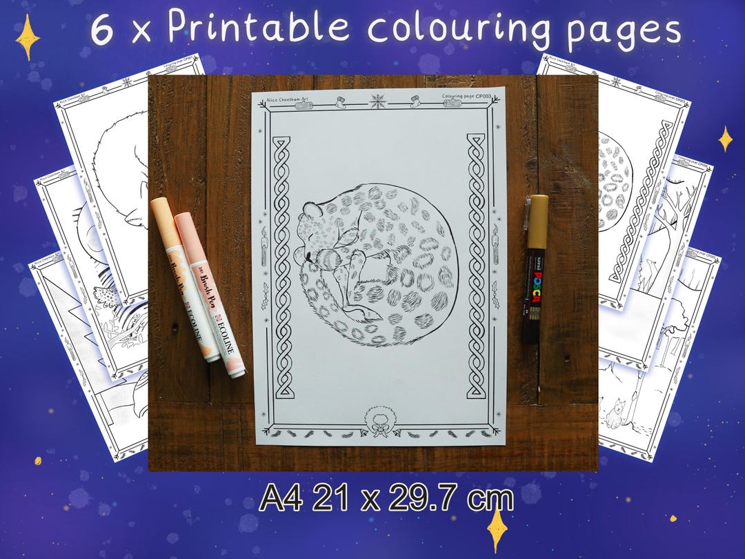 Winter Animals Colouring Printable Pages: Yule Season Line Art (digital ...