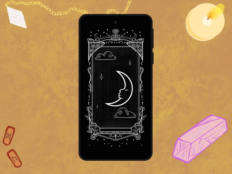 Celestial Black Tarot Wallpaper Set Mystical Digital Download for Magic ...