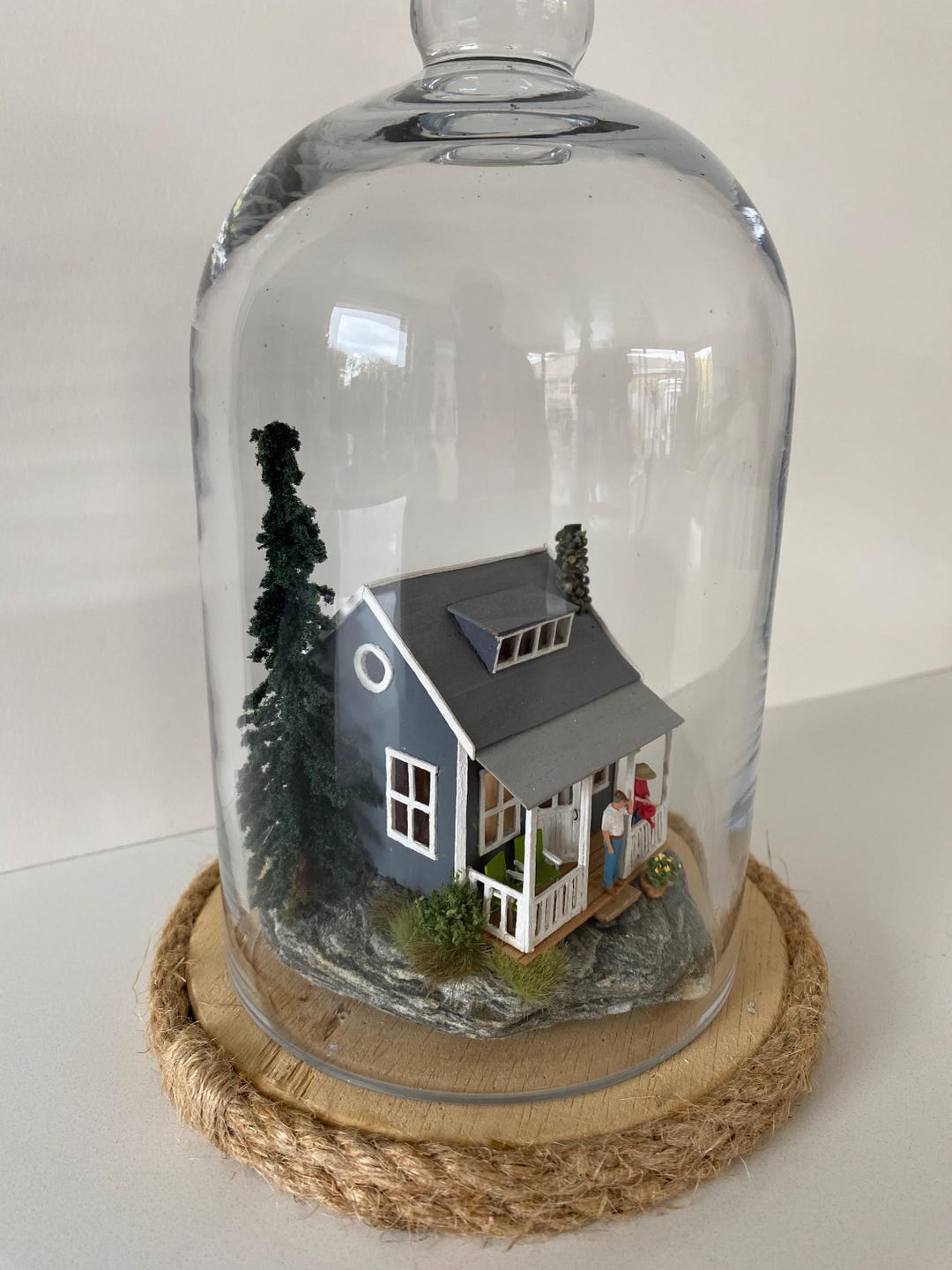 Forest Cabin - Tiny Cabin in the Woods Diorama Under Glass - Tabletop ...