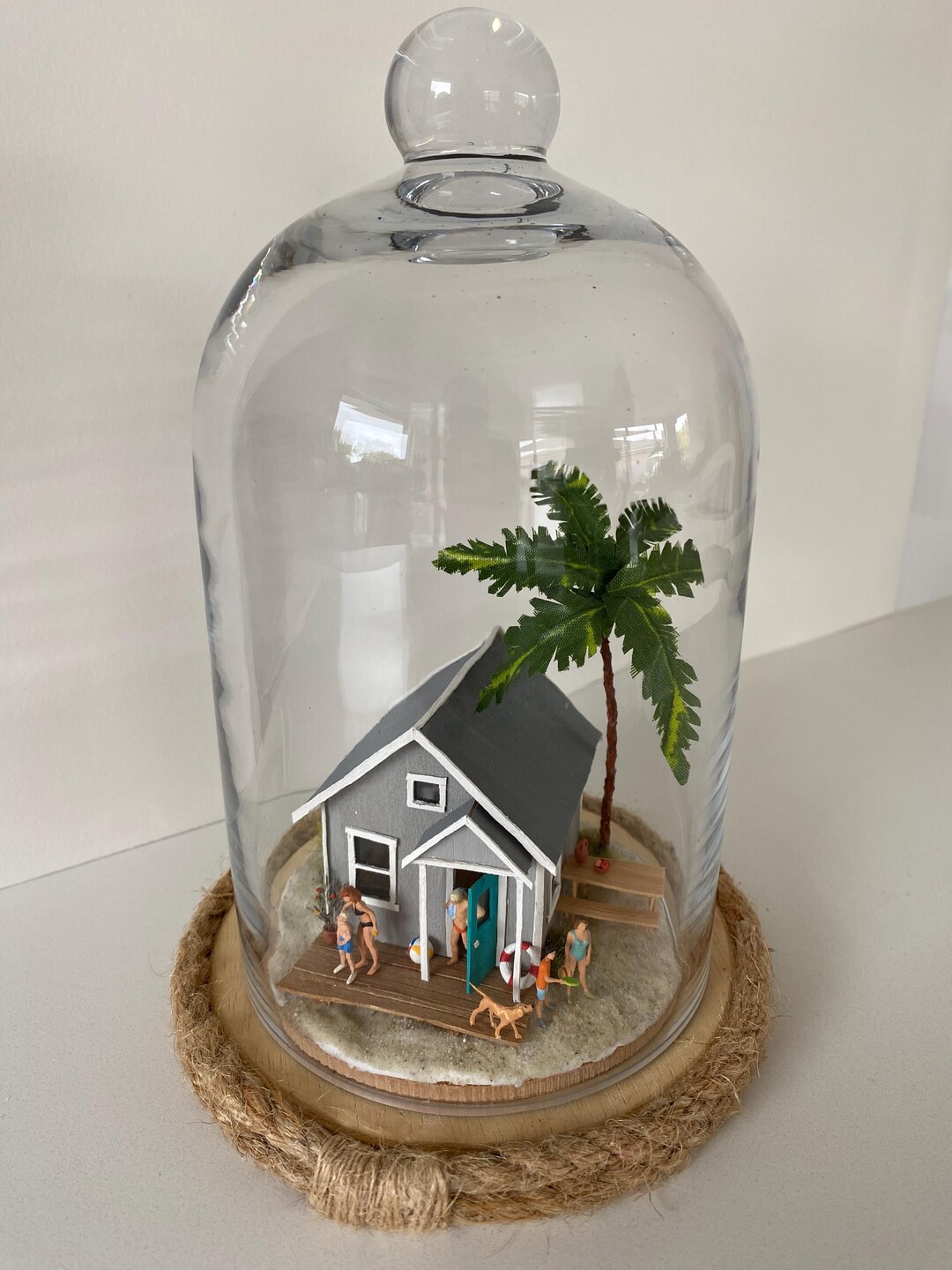 Beach Family - Tiny Tabletop Beach House Diorama Under Glass ...