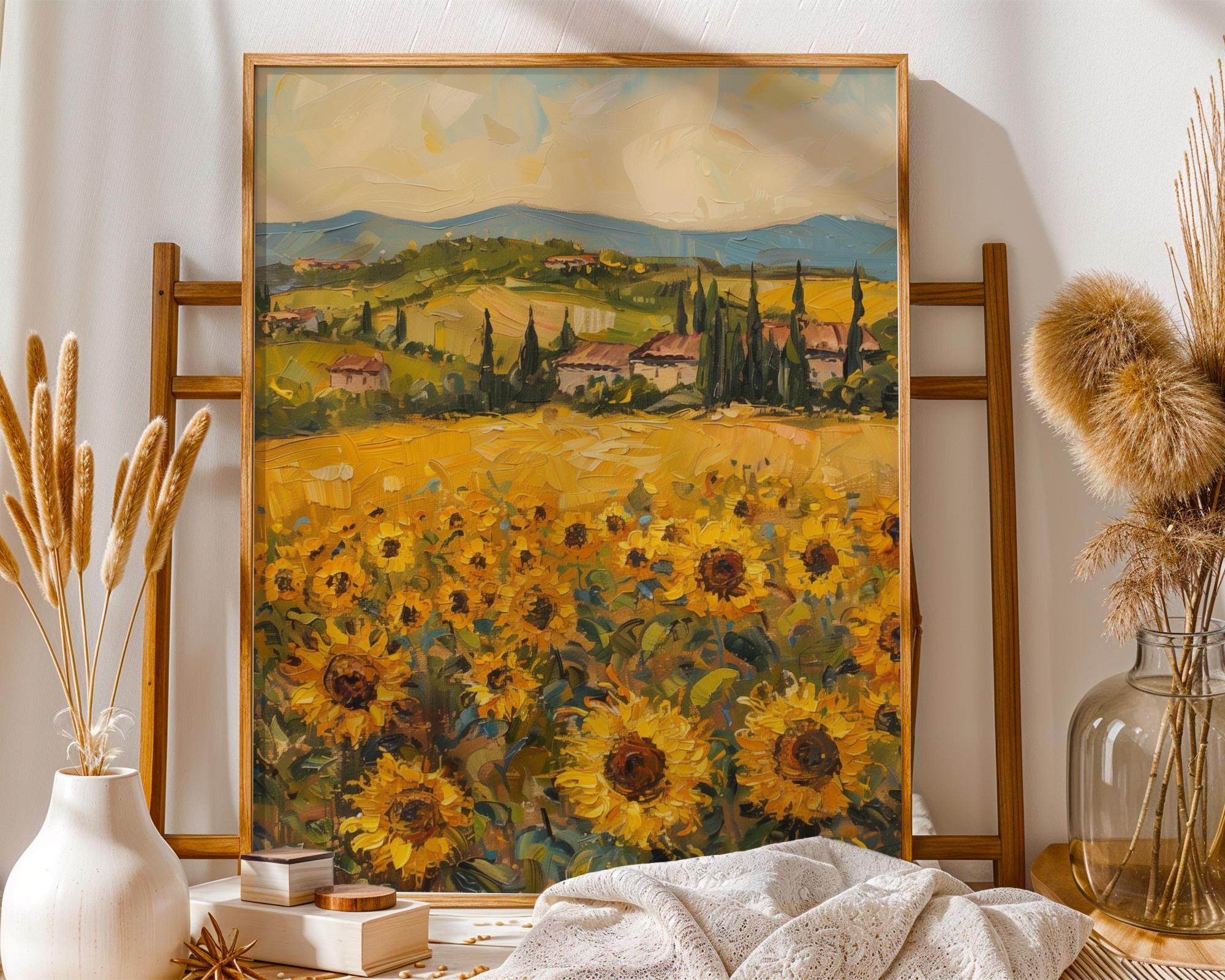 Tuscan Sunflower Field Poster Print, Italian Landscape Wall Art ...