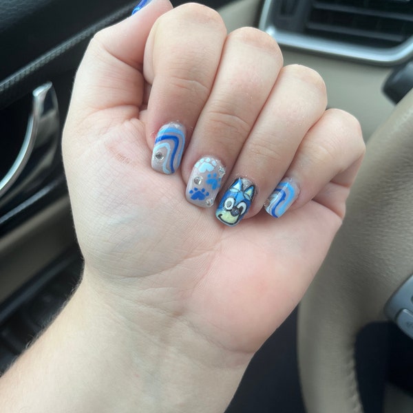 Bluey Nails - Etsy