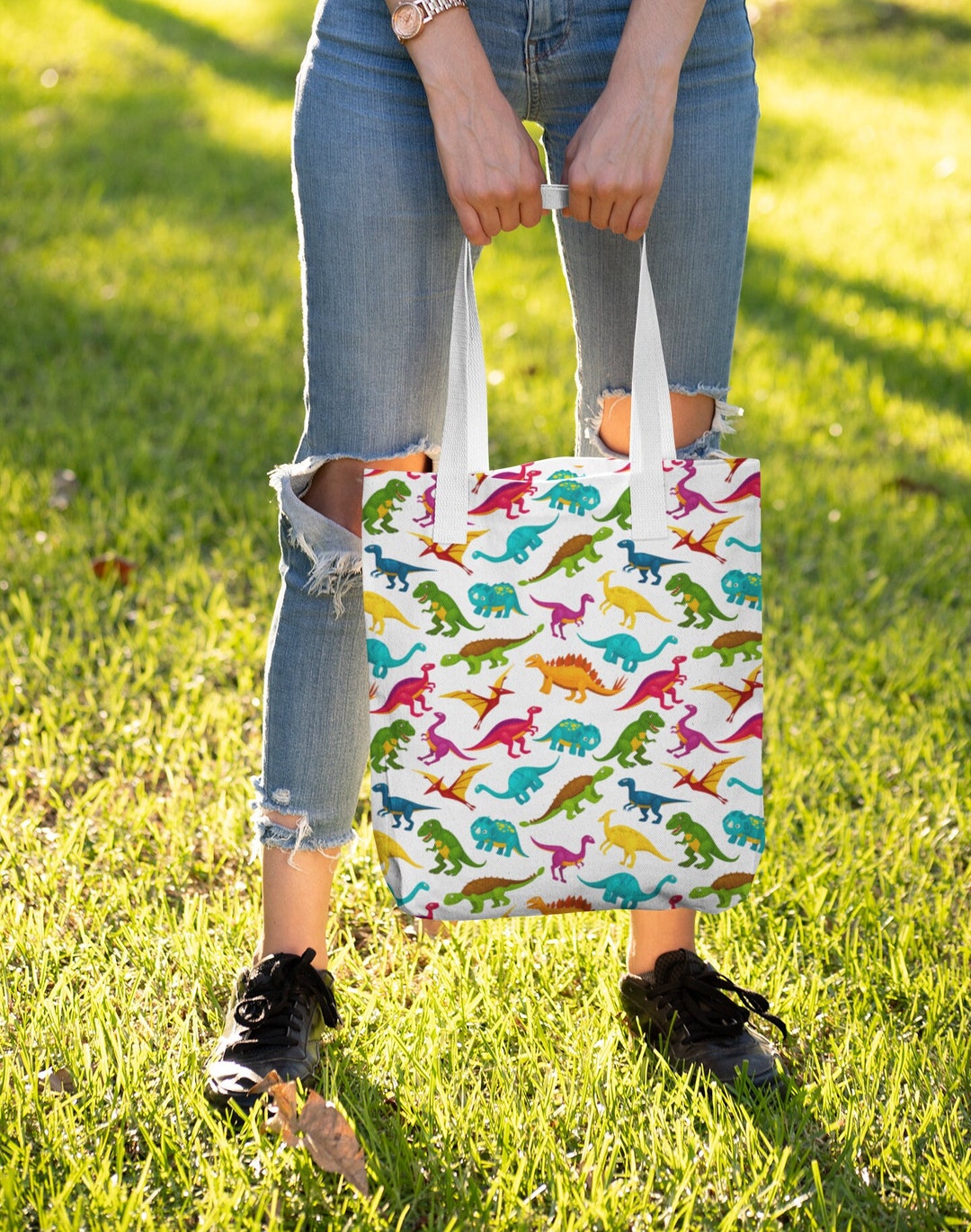 Colorful Dinosaur Tote Bag Ideal Kids Carry All Bag, Kids Dinosaur Bag ...