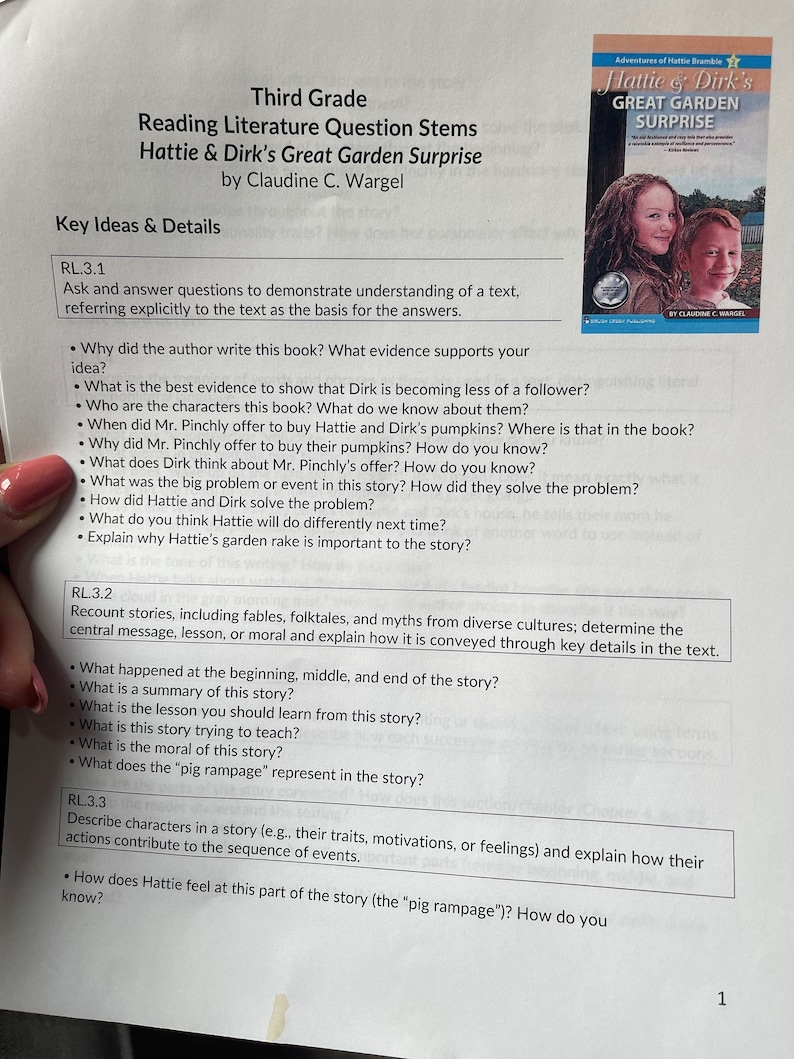 Printable Lit Stems - 3rd Grade Reading Lit Stems for Hattie & Dirk's ...