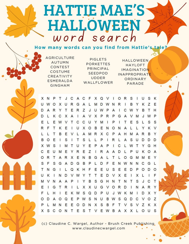 Printable Word Search Activity (download) - Hattie Mae's Halloween (1 ...