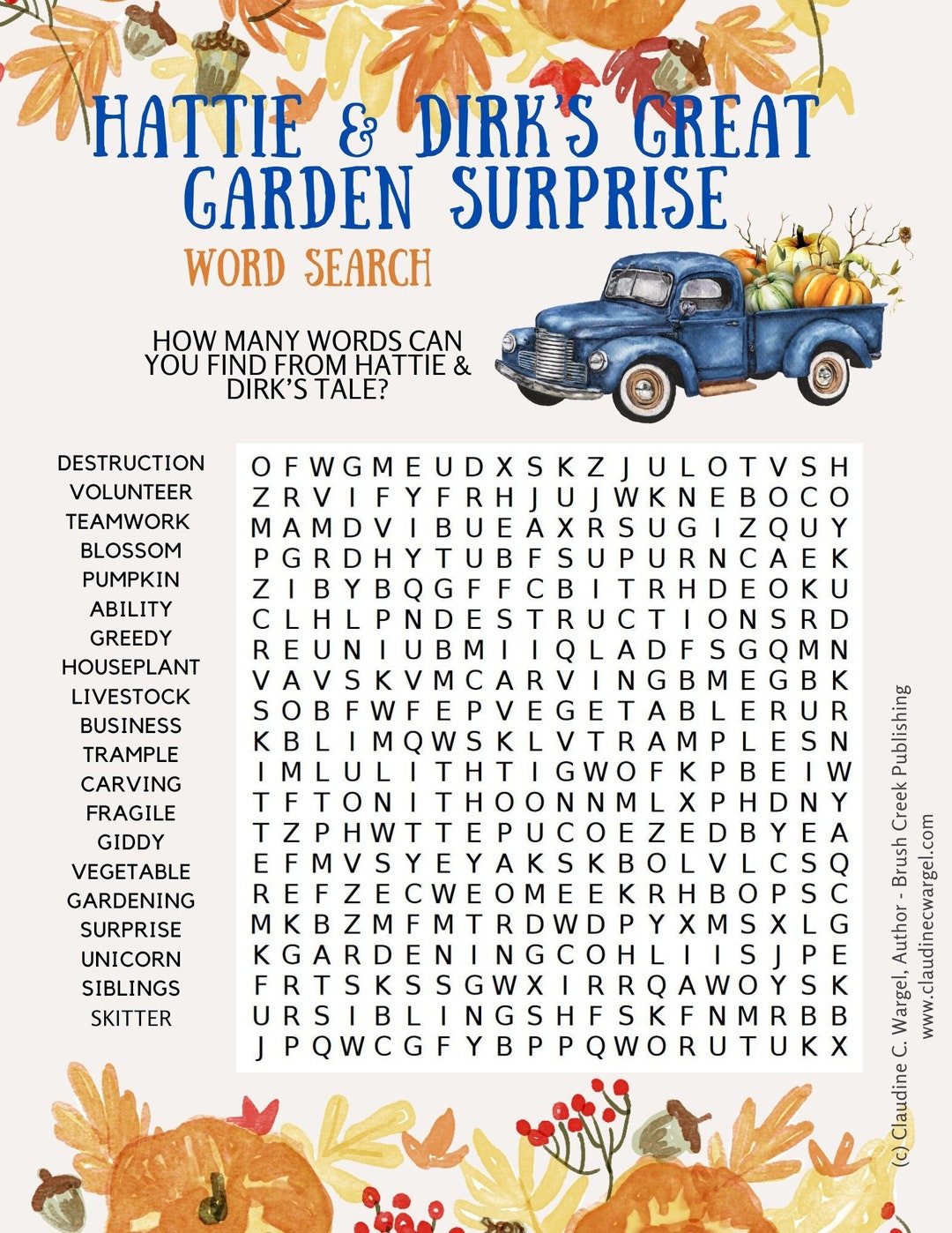 Hattie & Dirk's Garden Word Search Activity (digital Download) - Etsy
