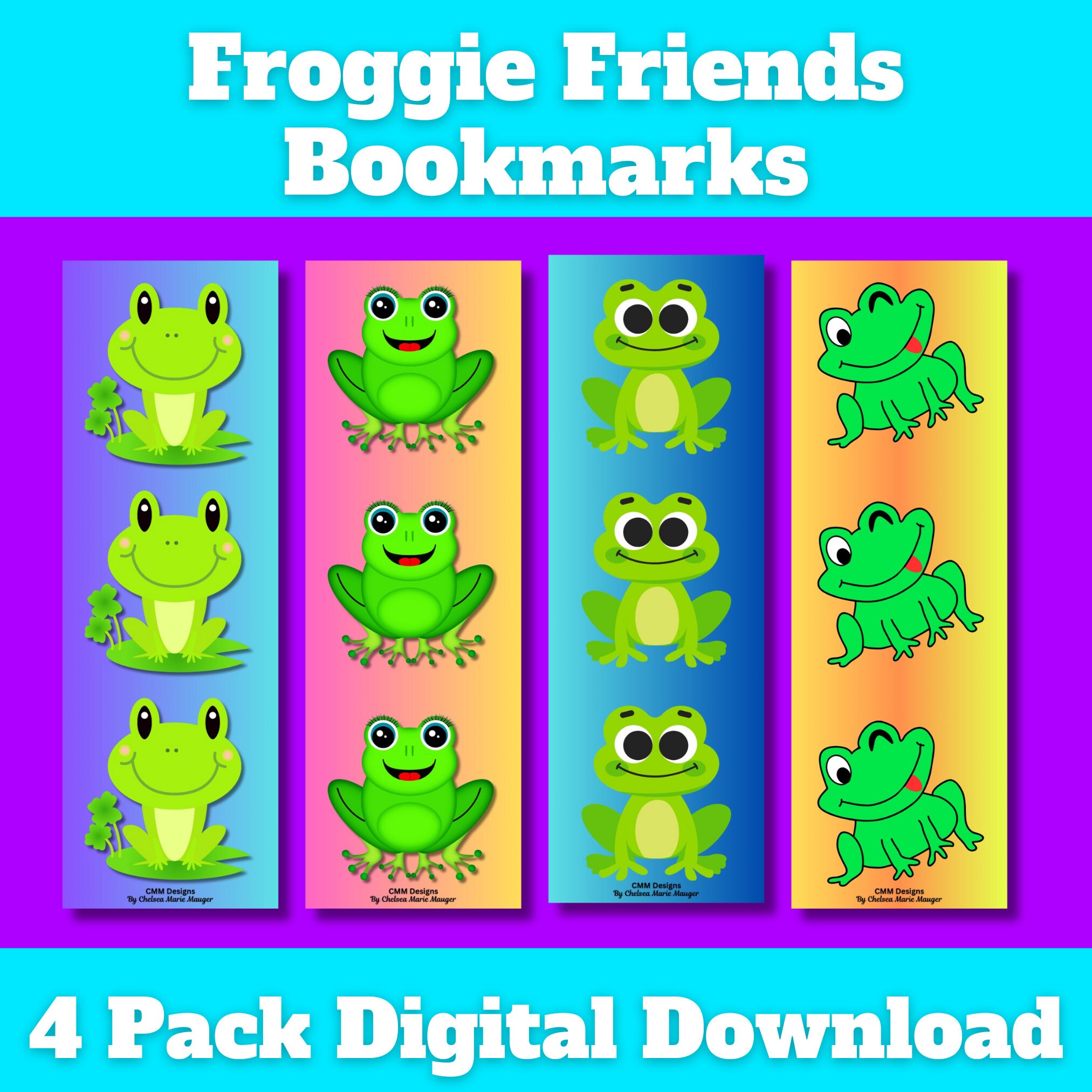 Frog Bookmark Printable Frog Digital Download Kawaii Bookmark Instant ...