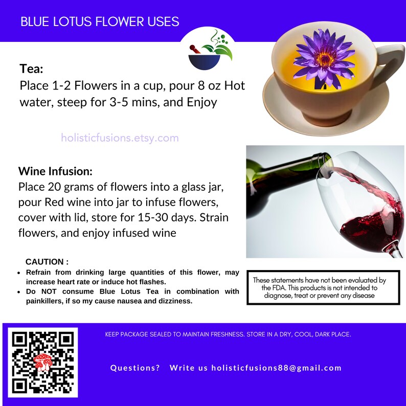 Egyptian Blue Lotus Flower, Whole & Crushed Flower Blue Lotus, Organic ...