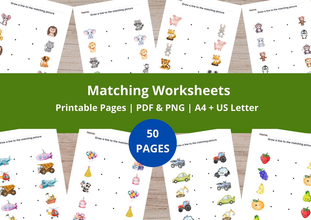 Printable Matching Worksheets for Kindergarten - Interactive Preschool ...