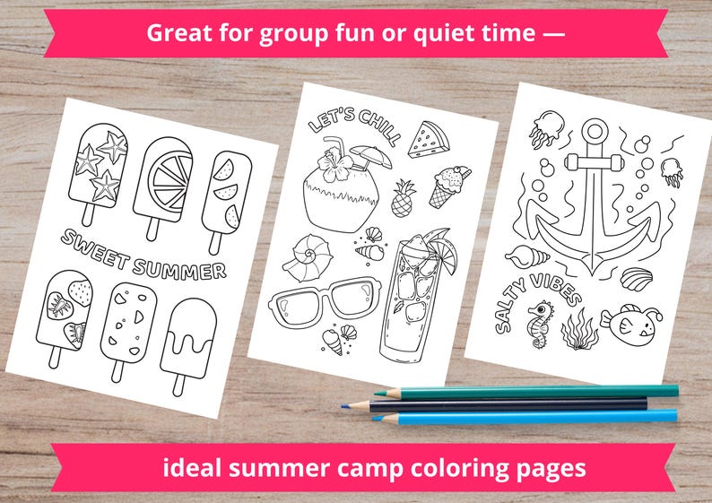 Summer Fun Coloring Pages for Kids - Printable Camp Coloring Page ...