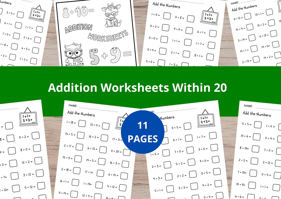 11 Addition Worksheets Within 20 – Kindergarten & 1st Grade Math ...