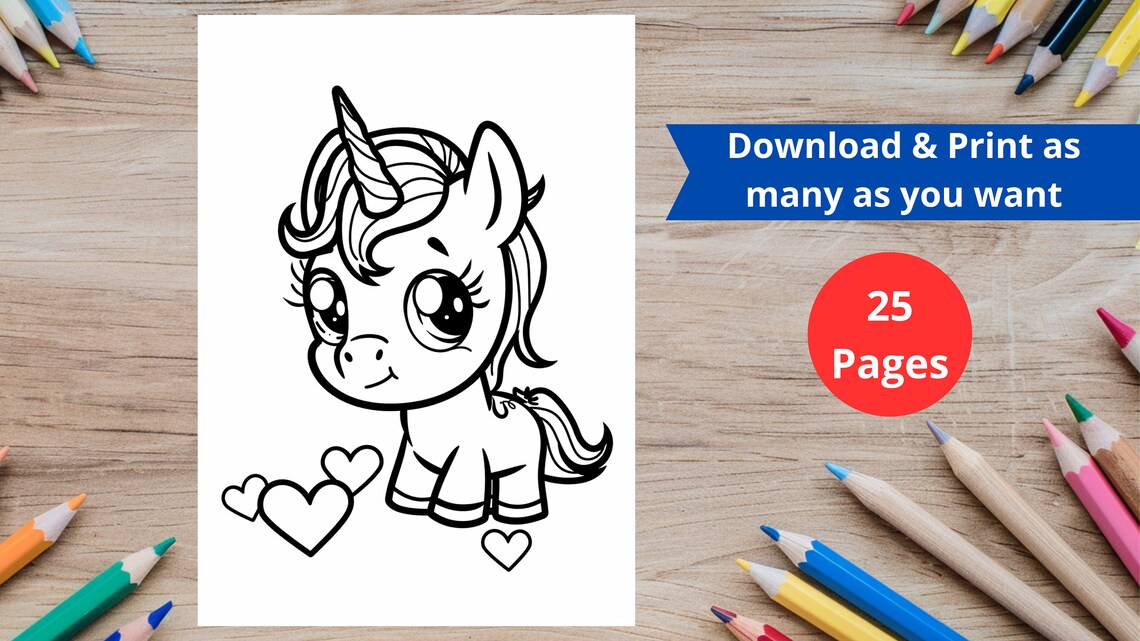 25 Cute Unicorn Coloring Pages for Kids. Unicorn Printables. Printable ...
