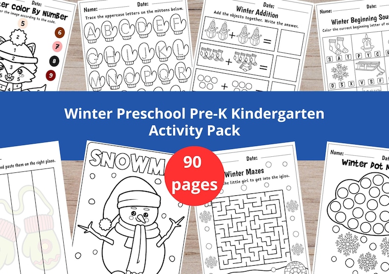 Winter Preschool Pre-k & Kindergarten Activity Pack, Winter Kid ...