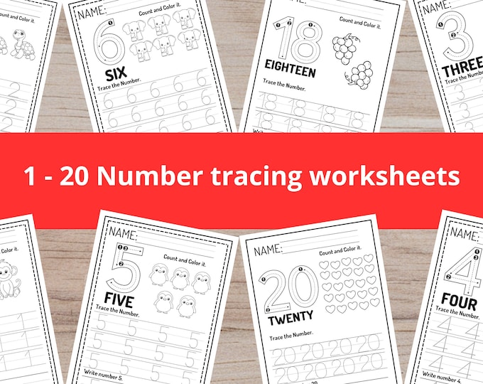 20 Number Tracing Worksheets | 1-20 Printable Number Tracing ...