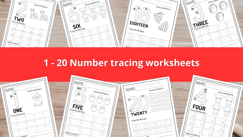 20 Number Tracing Worksheets | 1-20 Printable Number Tracing ...