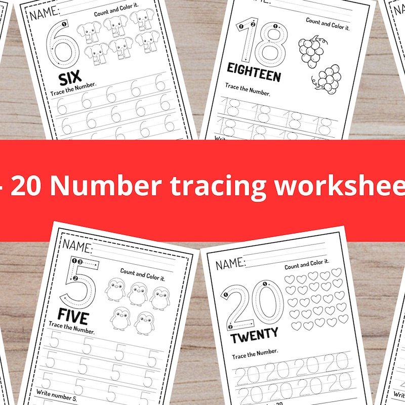 Counting Worksheet Trace - Etsy