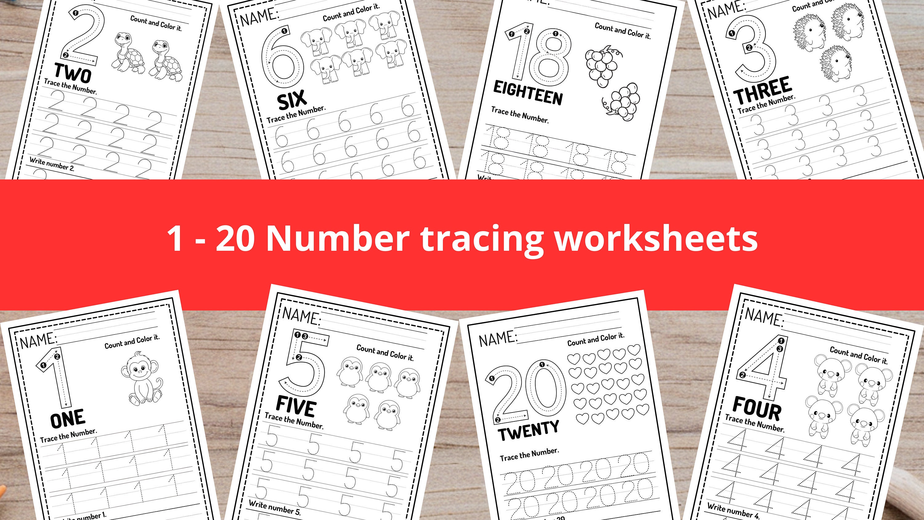 20 Number Tracing Worksheets | 1-20 Printable Number Tracing ...