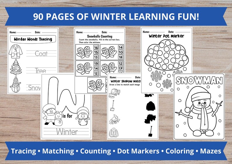Winter Preschool Pre-k & Kindergarten Activity Pack, Winter Kid ...