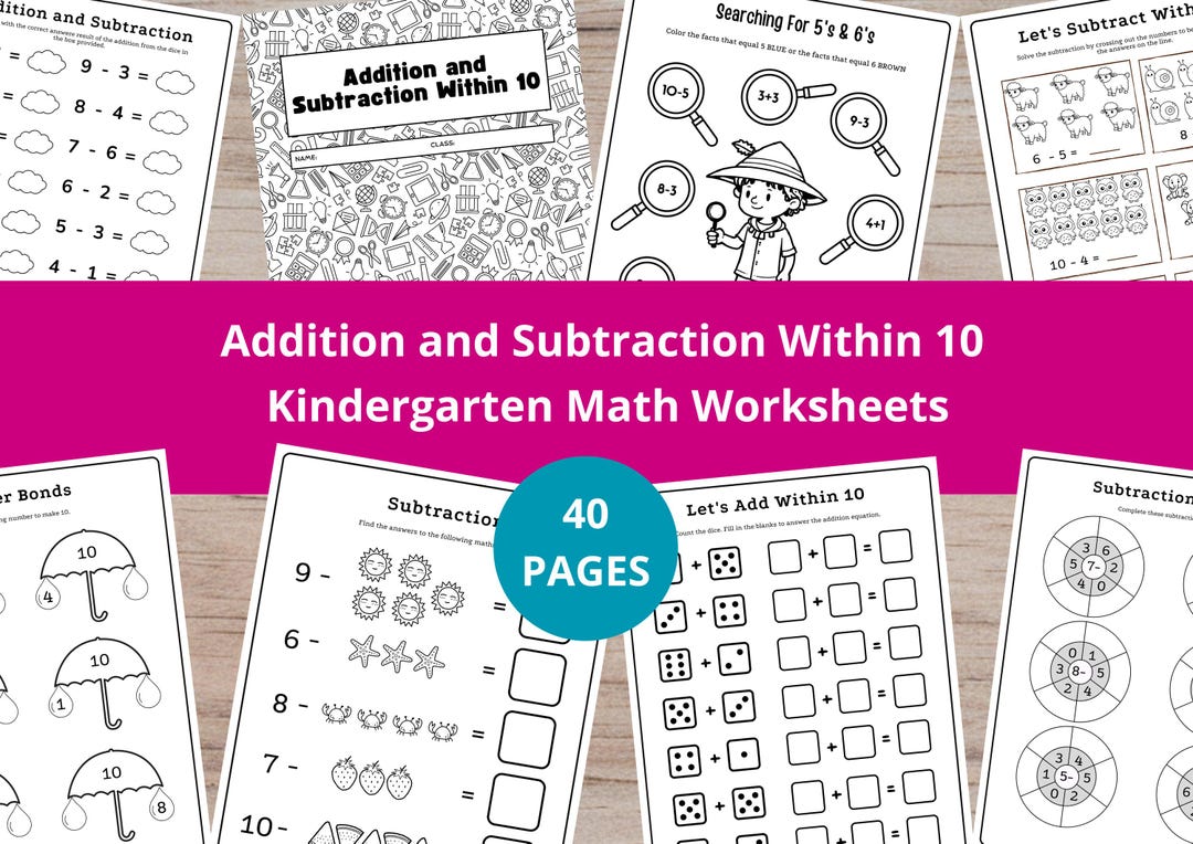 Kindergarten Math: Addition and Subtraction Within 10 – Math Worksheets ...