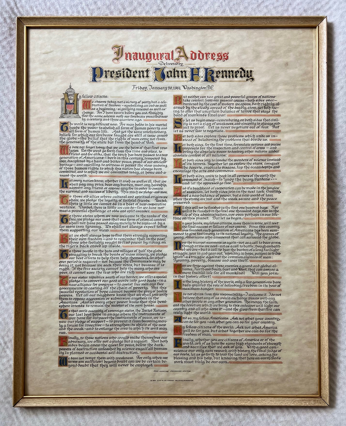 Vintage John F Kennedy Inaugural Address Historic Speech Original 1963 ...