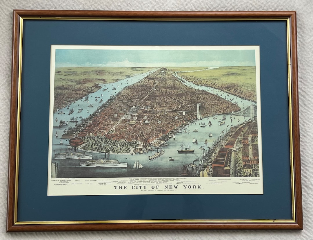 Currier & Ives - City of New York - Map (1876) - Lithograph on Laid ...
