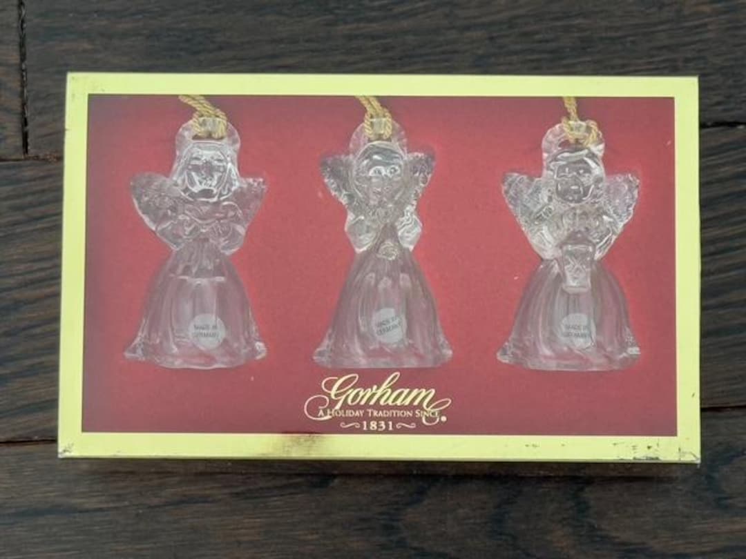 Vintage Gorham Three Crystal Angels Ornament, New in the Box, Nostalgic ...