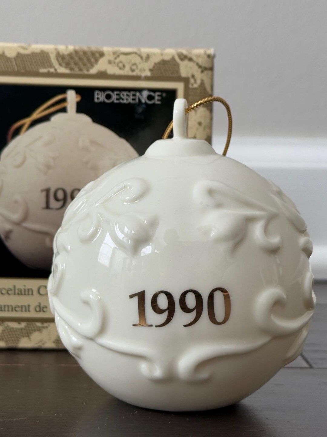 Vintage Porcelain 1990 Ball Ornament, Nostalgic Gift, Seasonal Holiday ...