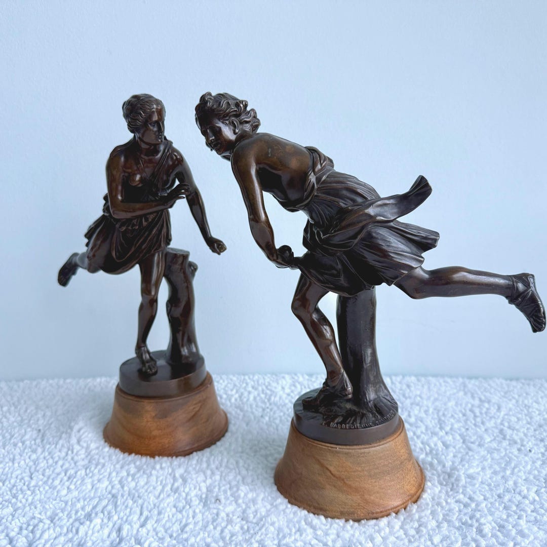 Antique 19th C Bronze Statues of Atalanta & Hippomenes | F. Barbedienne ...