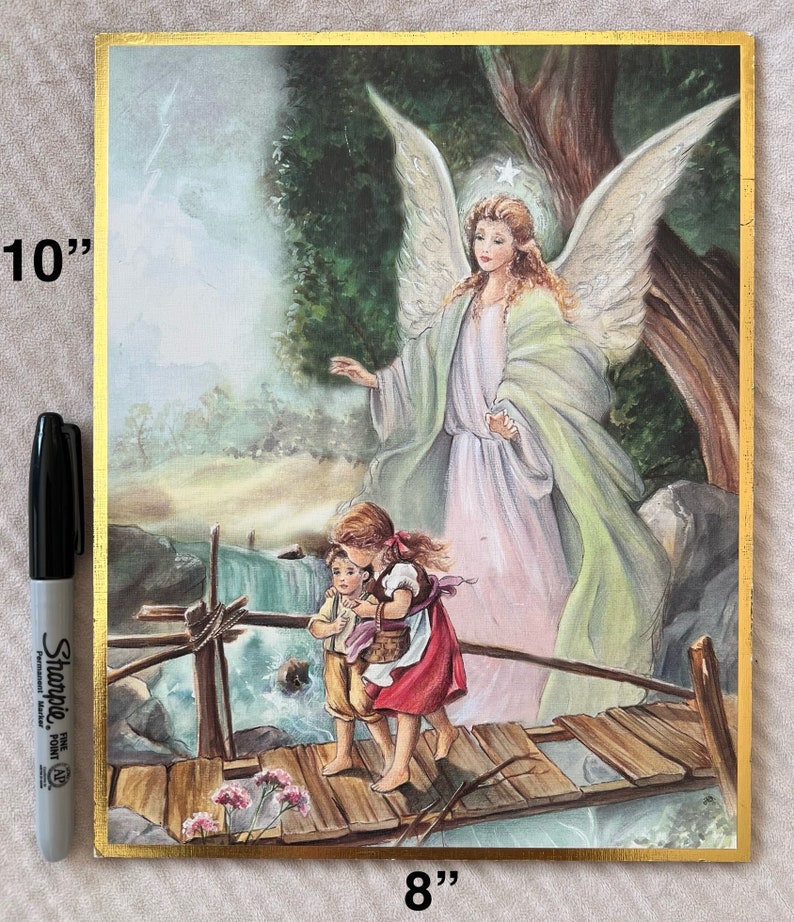 Guardian Angel Protecting Children on Footbridge Religious Plaque ...