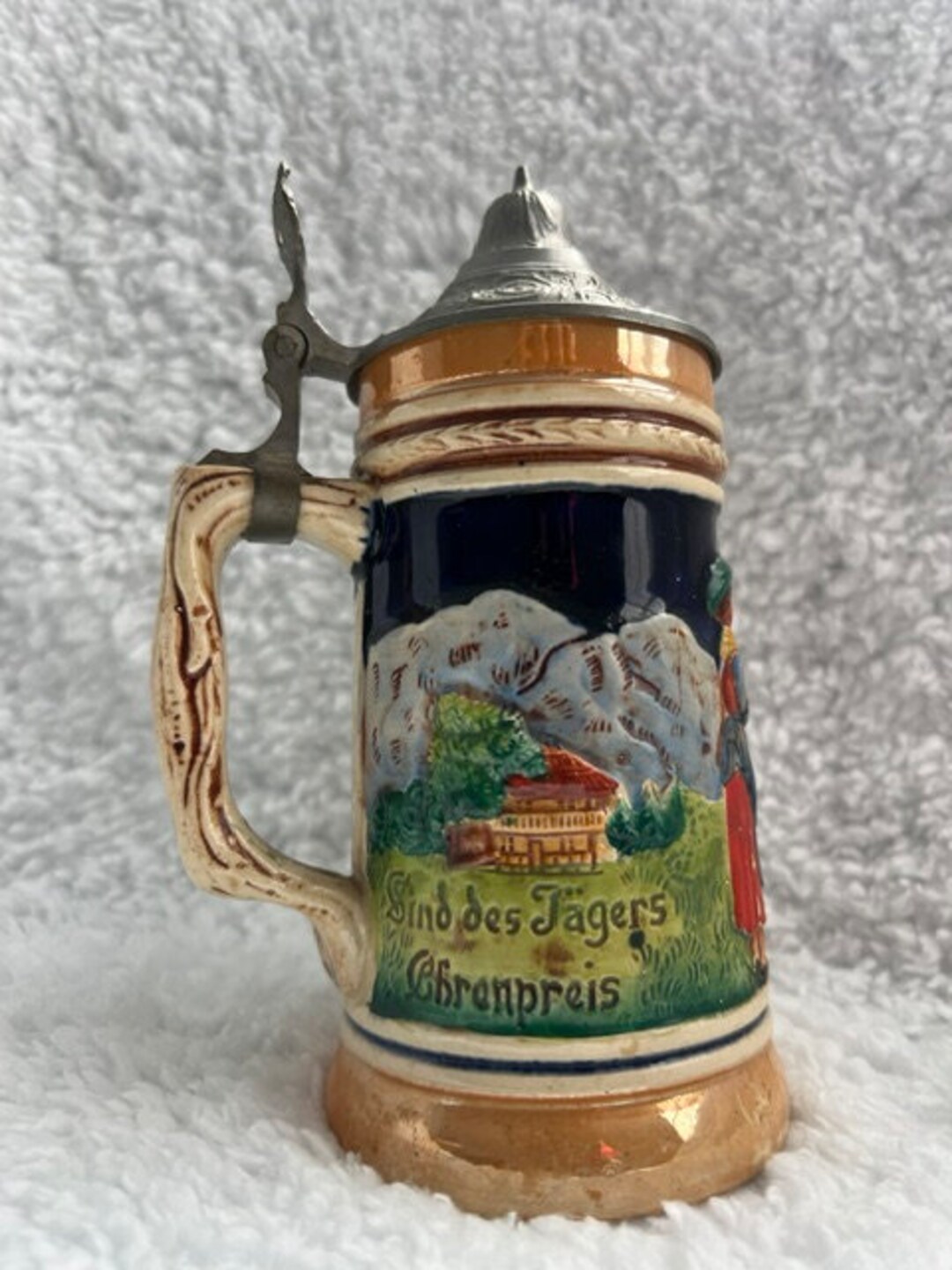 Vintage German Beer Stein With Pewter Lid Hunting Theme With ...