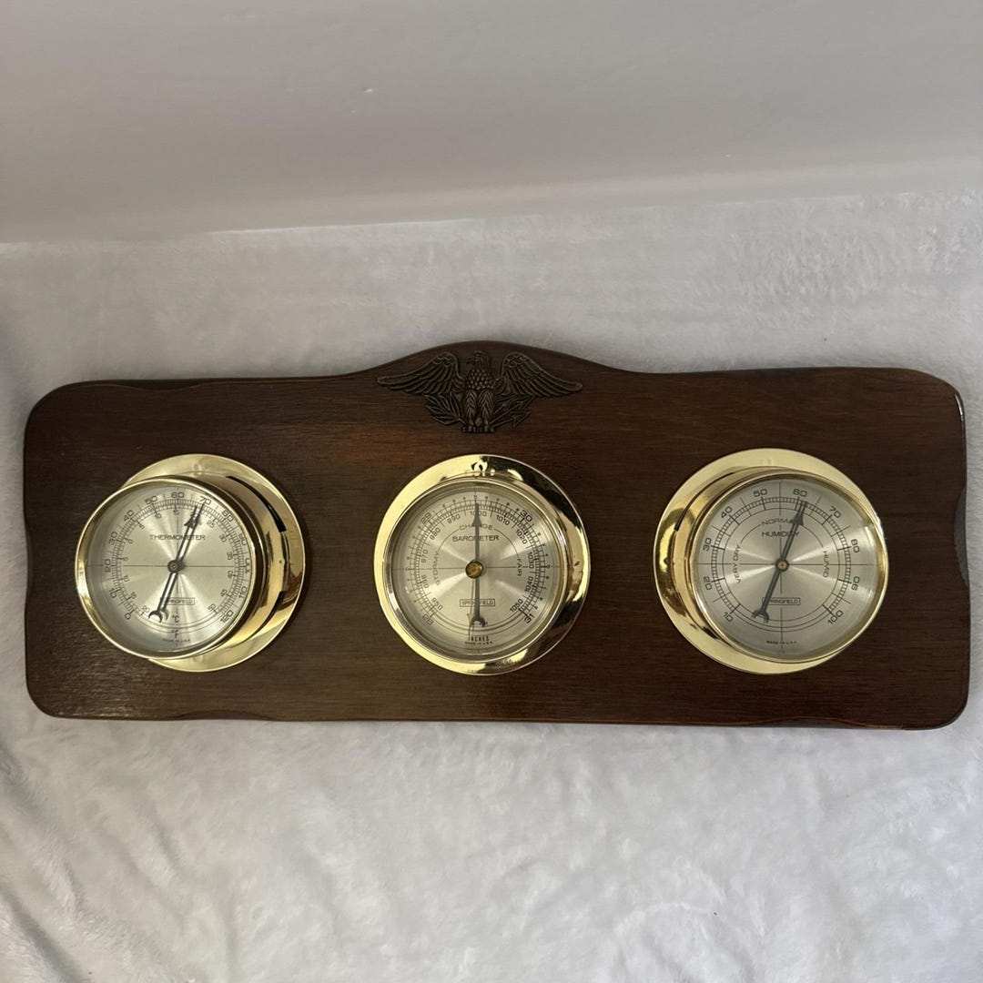 Vintage Springfield Instrument Thermometer Barometer Humidity Meter ...