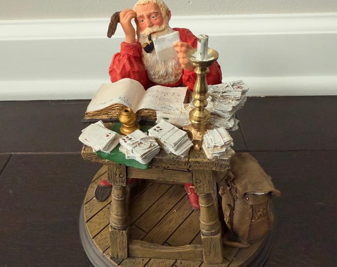 Vintage Santa at His Desk Reading Mail, Making His List Norman Rockwell ...