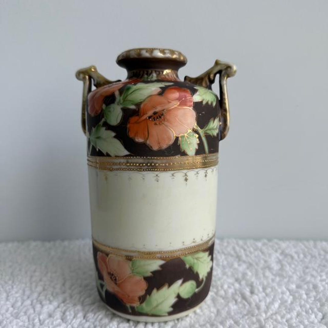 Vintage Nippon Morimura Bros Hand Painted 8" Floral Vase – Stylized ...