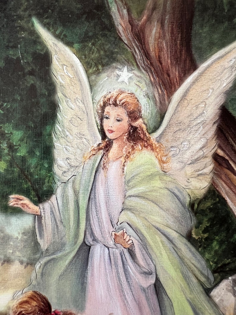 Guardian Angel Protecting Children on Footbridge Religious Plaque ...