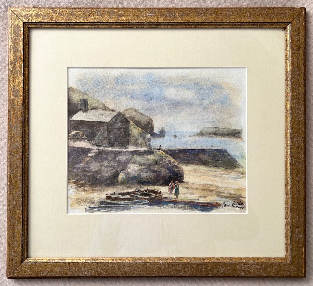 John Butler Original Signed Watercolor Painting Cornwall Beach Seascape ...
