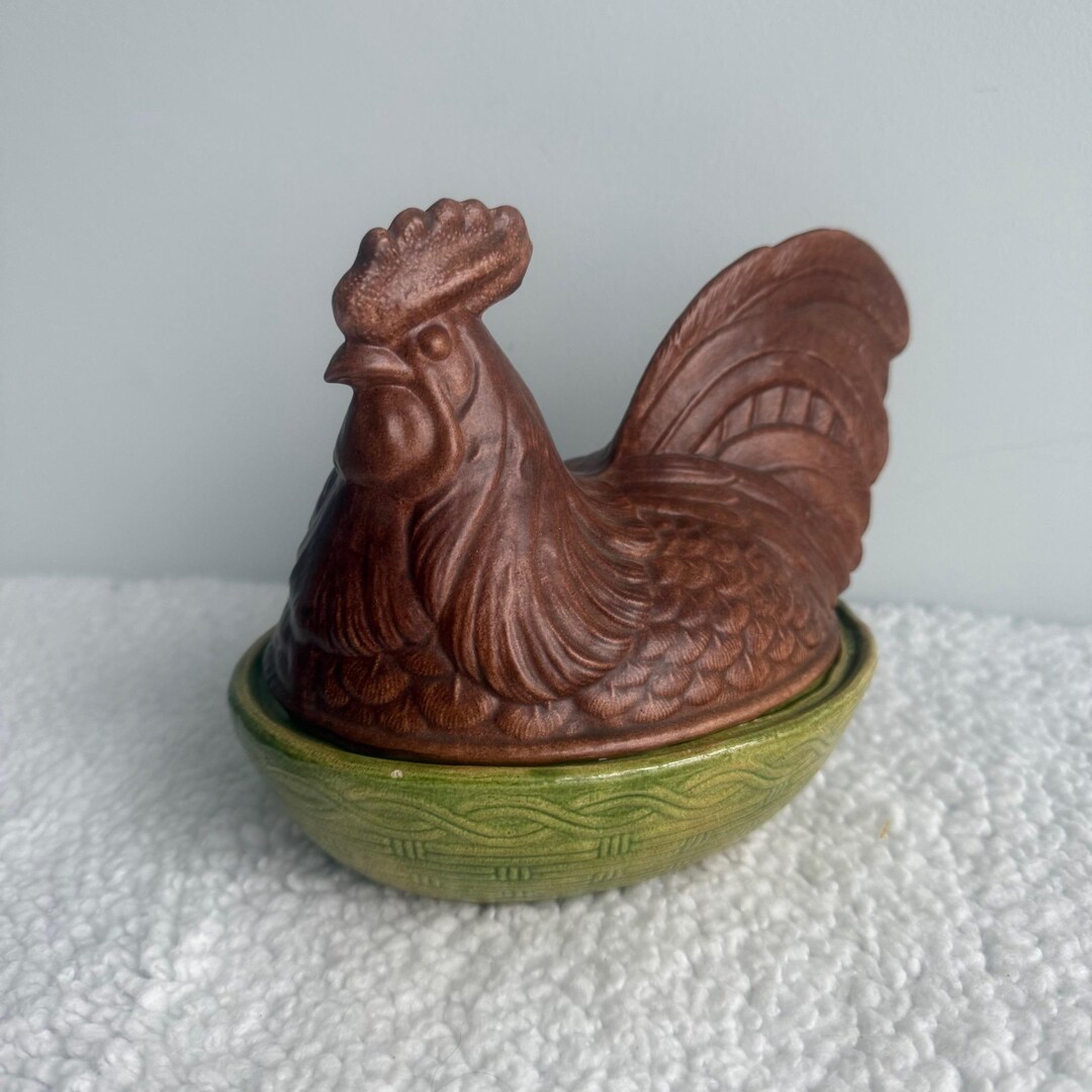 Vintage Ceramic Chicken Egg Holder – Hen on Nest – Farmhouse Kitchen ...