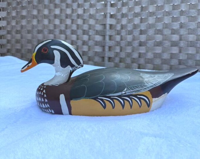 Vintage 80s J. Ritz Signed Wooden Duck Decoy – Handcrafted 14” Rustic ...